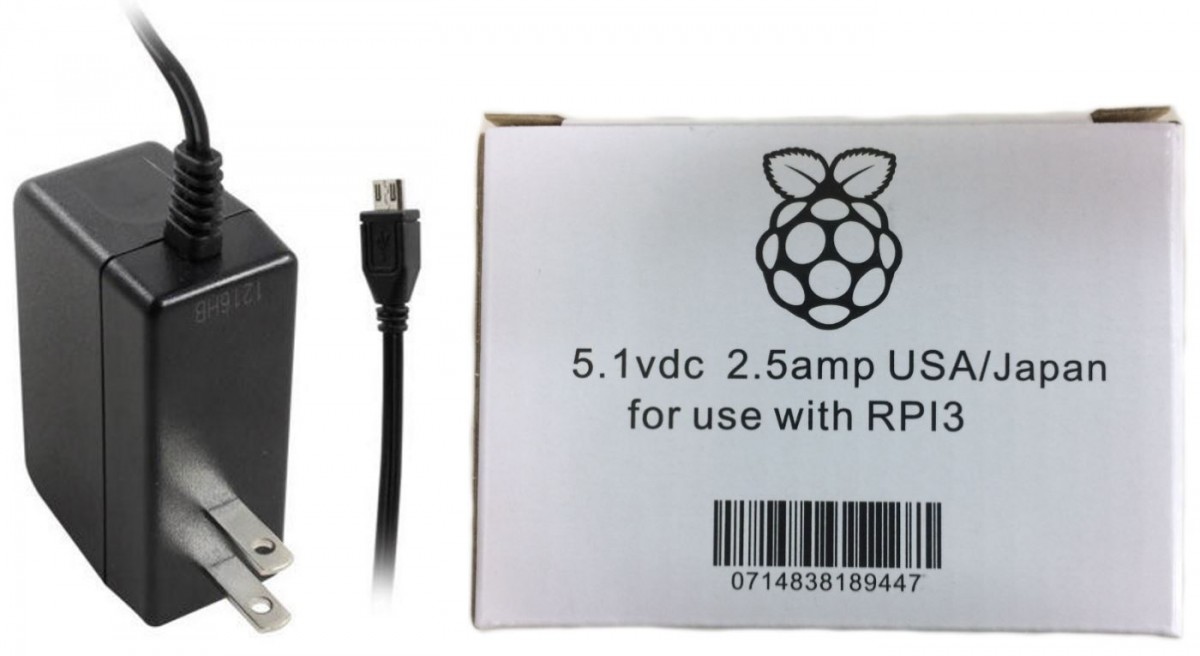 【公式】Raspberry Pi 3 model B 専用電源 ACアダプタ（ブラック) 5.1V/2.5A | Kibanhonpo.Lab
